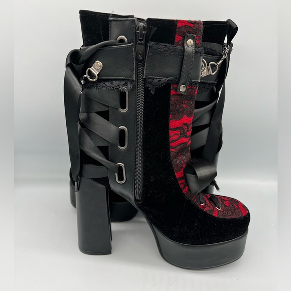 unbranded | Shoes | Punk Gothic Black Lace Chunky Heel Platform Boots ...